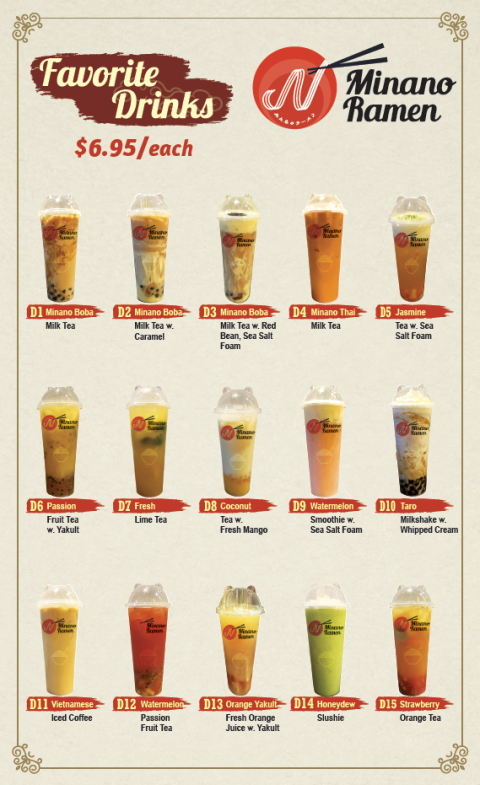 Menu | Minano Ramen